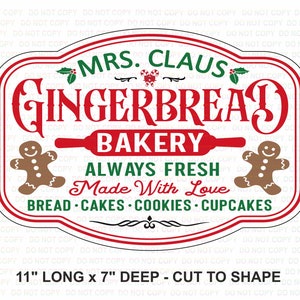 Gingerbread Bakery Sign, Gingerbread Wreath Sign, Christmas Bakery Sign ...