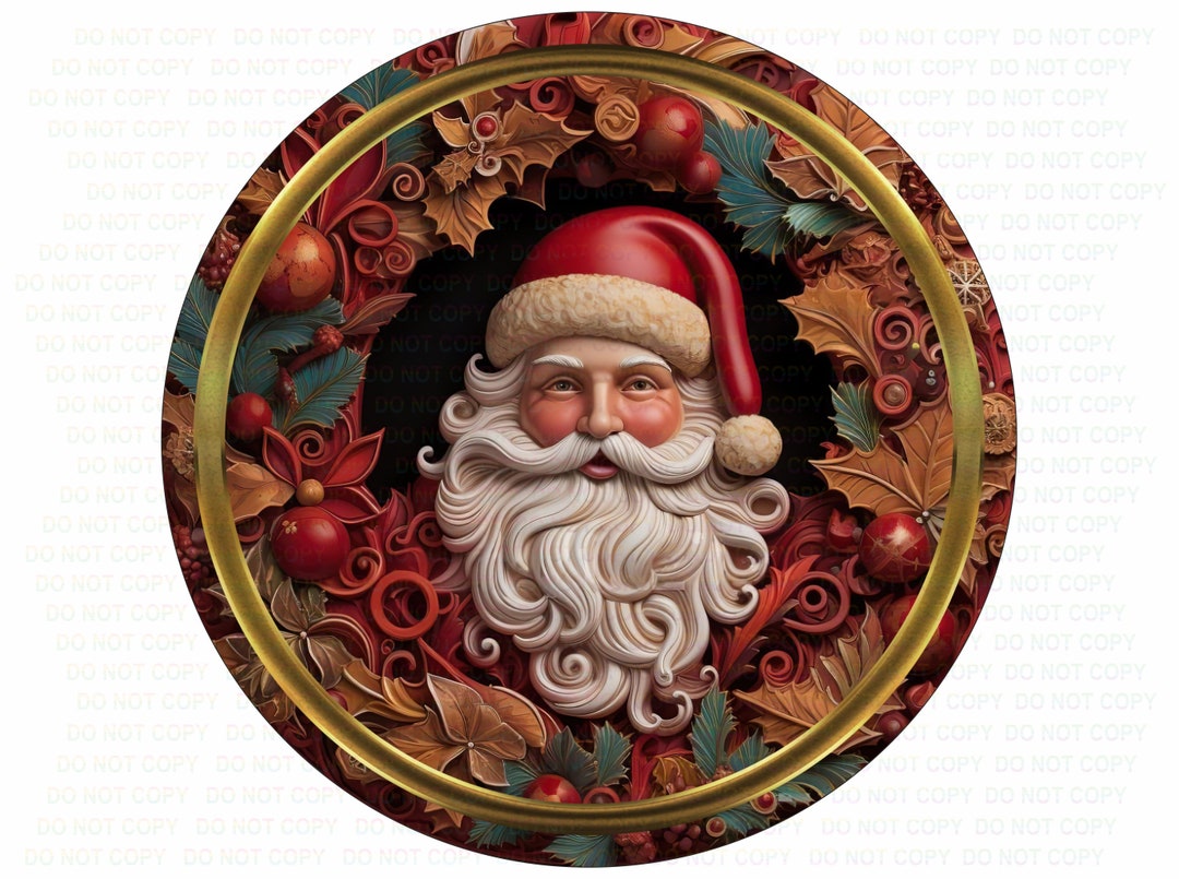 Santa Christmas Sign, Santa Xmas Wreath Sign, Merry Christmas Wreath ...