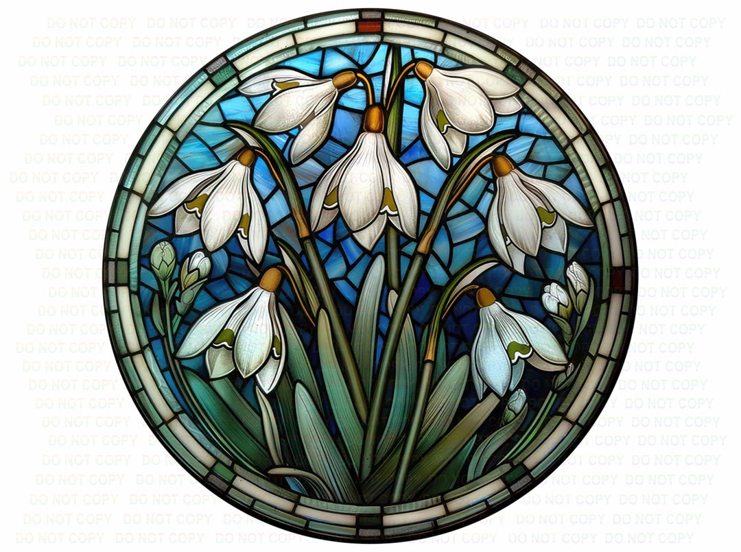 Imitation Stained Glass Snowdrops Sign, Faux Stained Glass Snowdrops ...