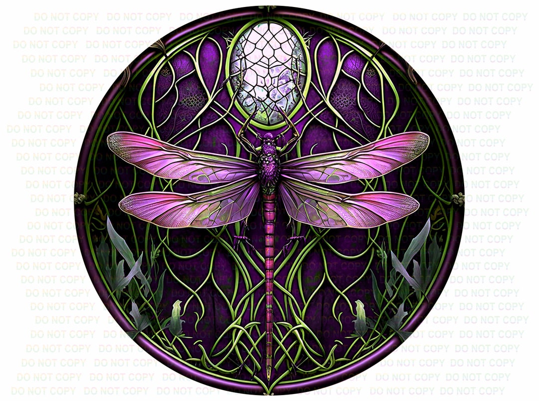 Dragonfly Wreath Sign, Stained Glass Dragonfly, Faux Stained Glass Sign ...