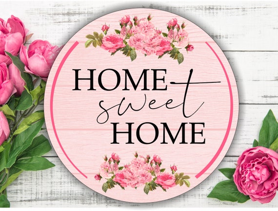 Home Sweet Home Wreath Sign Pink Home Sweet Home Door Sign - Etsy UK