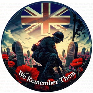 We Remember Them Remembrance Wreath Sign Poppy Day Sign Round ...