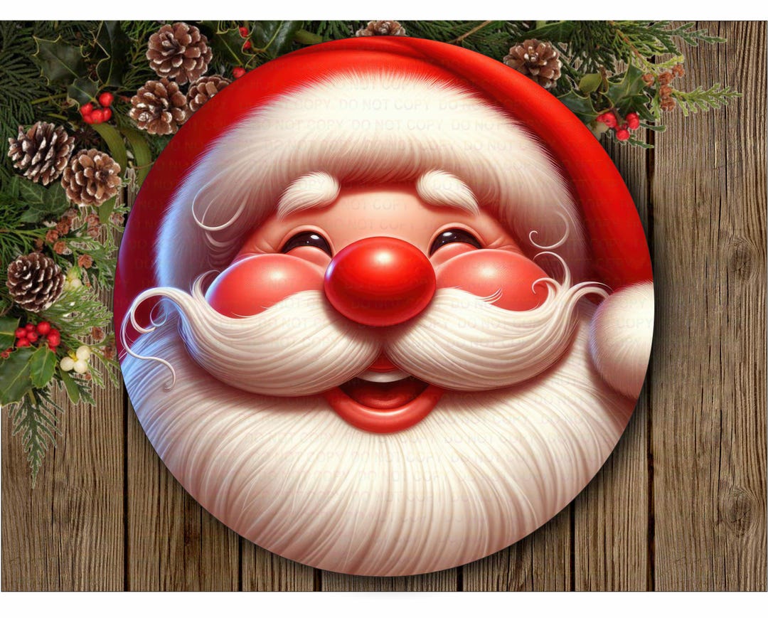 Jolly Santa Face Christmas Sign, Metal Sign for Christmas,santa Wreath ...
