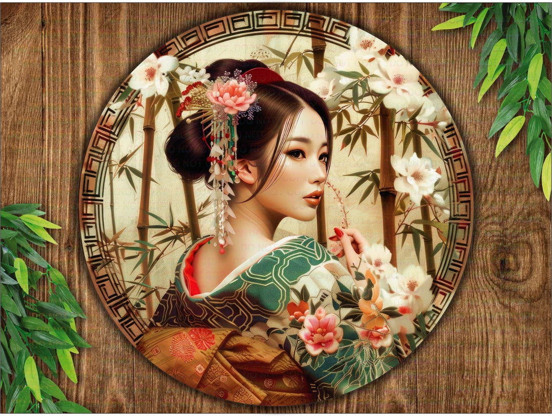 Traditional Japanese Geisha Sign,japanese Wreath,kimono Sign,japanese ...