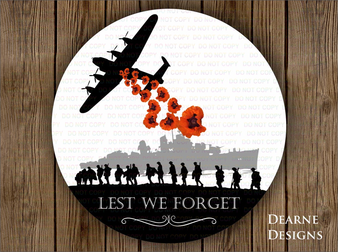Lest We Forget Remembrance Wreath Sign, Poppy Day Sign, Round ...