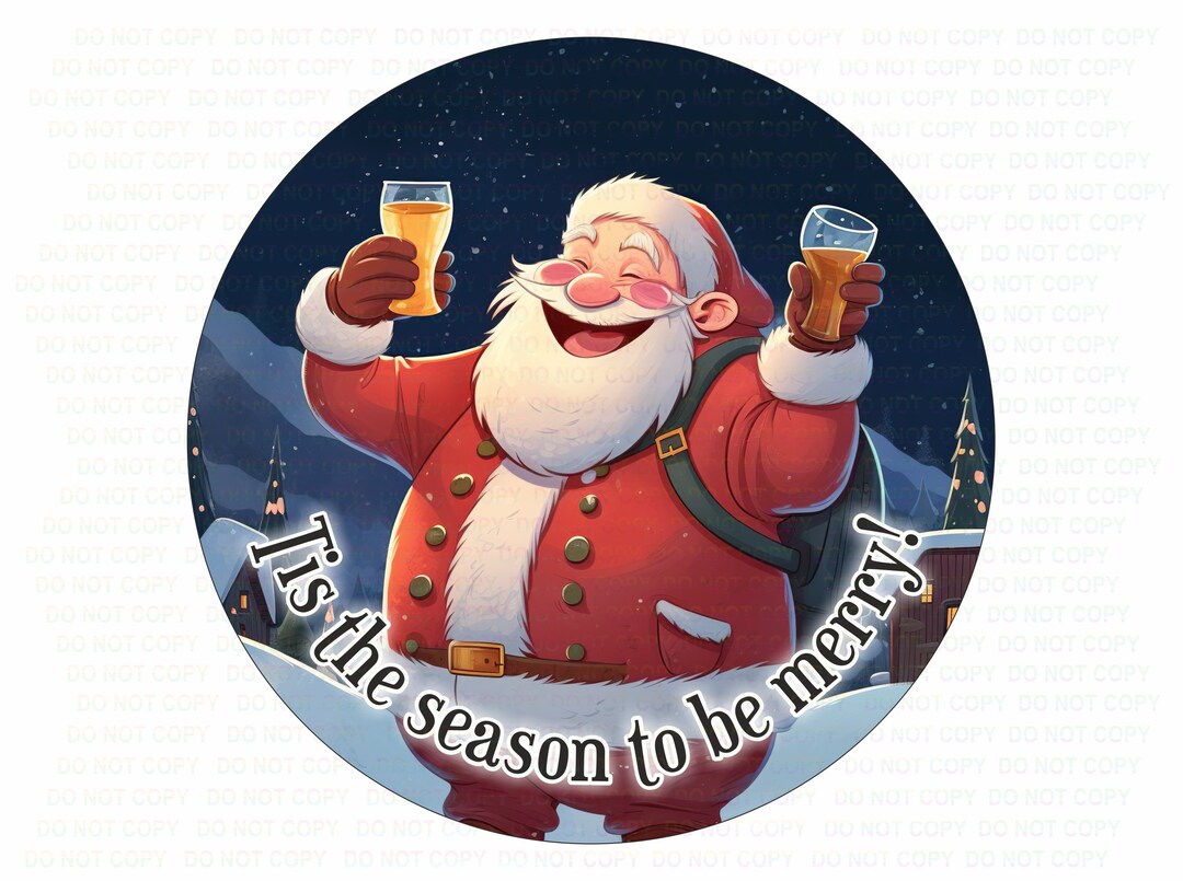 Santa Claus Wreath Sign, Drunk Santa Sign, Merry Christmas Wreath Sign ...