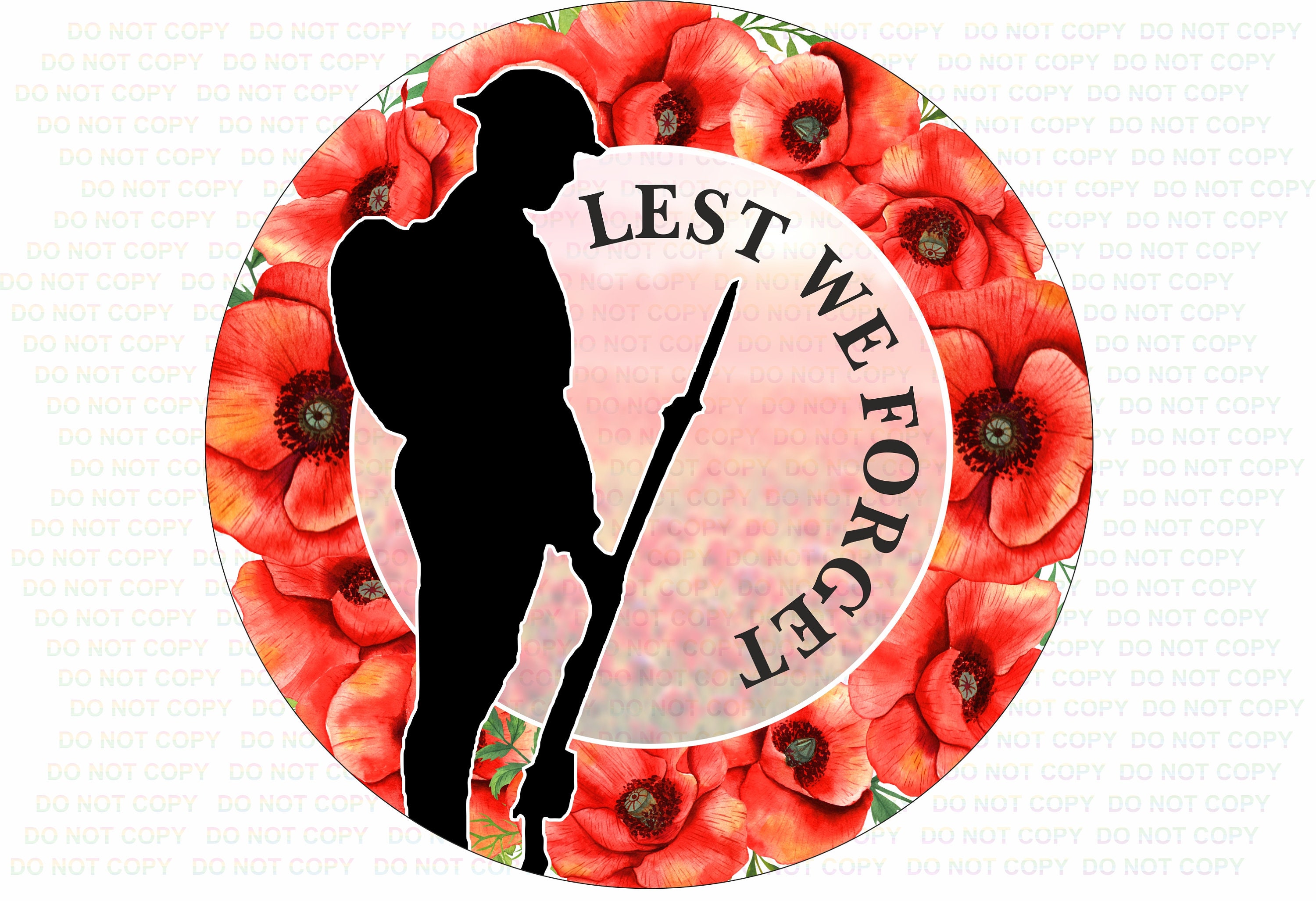 Lest We Forget Remembrance Wreath Sign Poppy Day Sign Round Remembrance ...