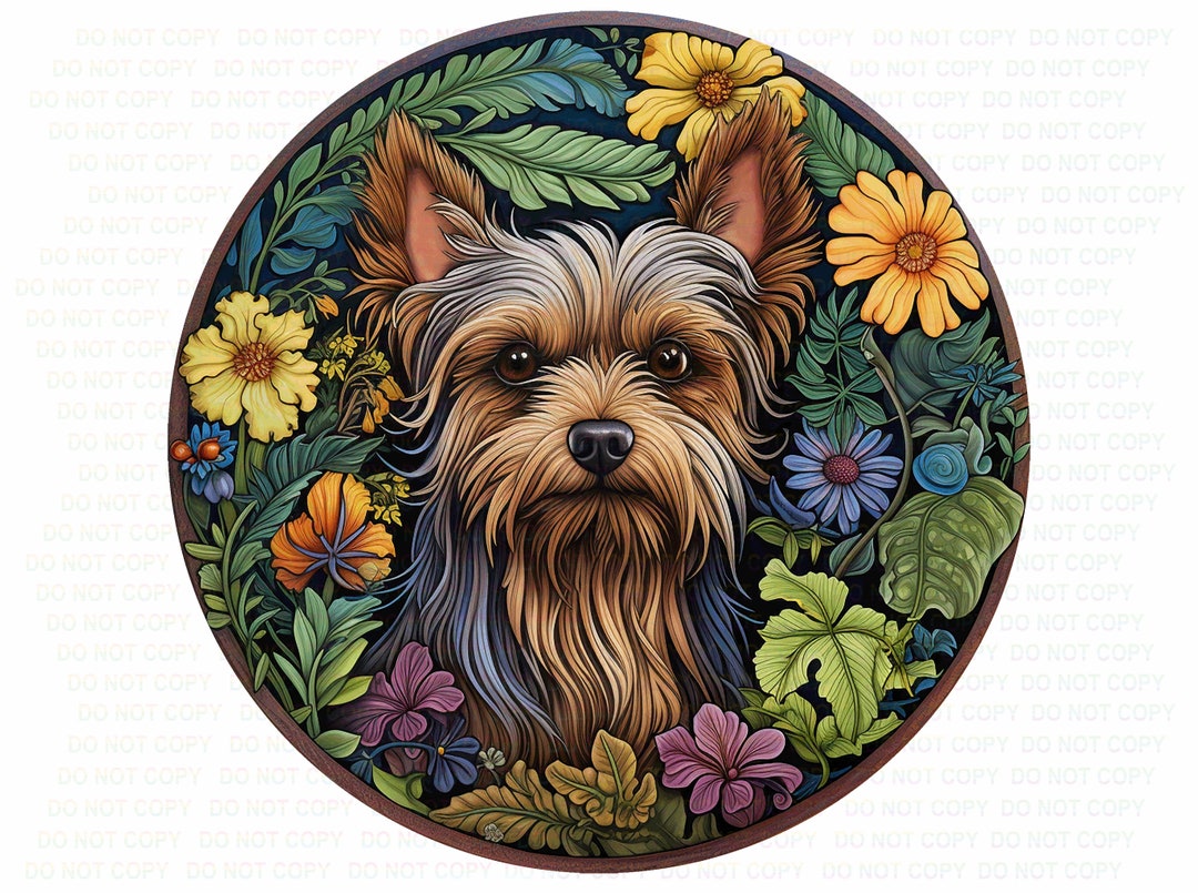 Yorkshire Terrier Sign, Dog Wreath Sign, Yorkie Gift, Yorkie Memorial ...