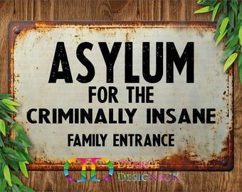 Asylum for the Criminally Insane Plaque: Gothic Halloween Horror Decor ...