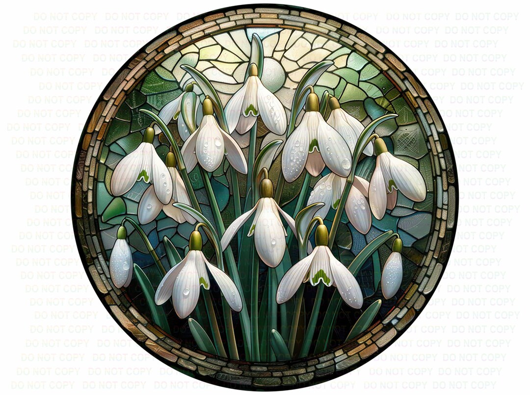 Imitation Stained Glass Snowdrops Sign, Faux Stained Glass Snowdrops ...