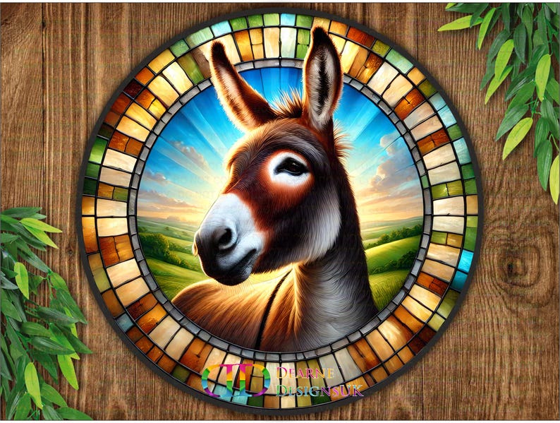 Donkey Sign, Donkey Plaque, Donkey Art, Faux Stained Glass Donkey ...