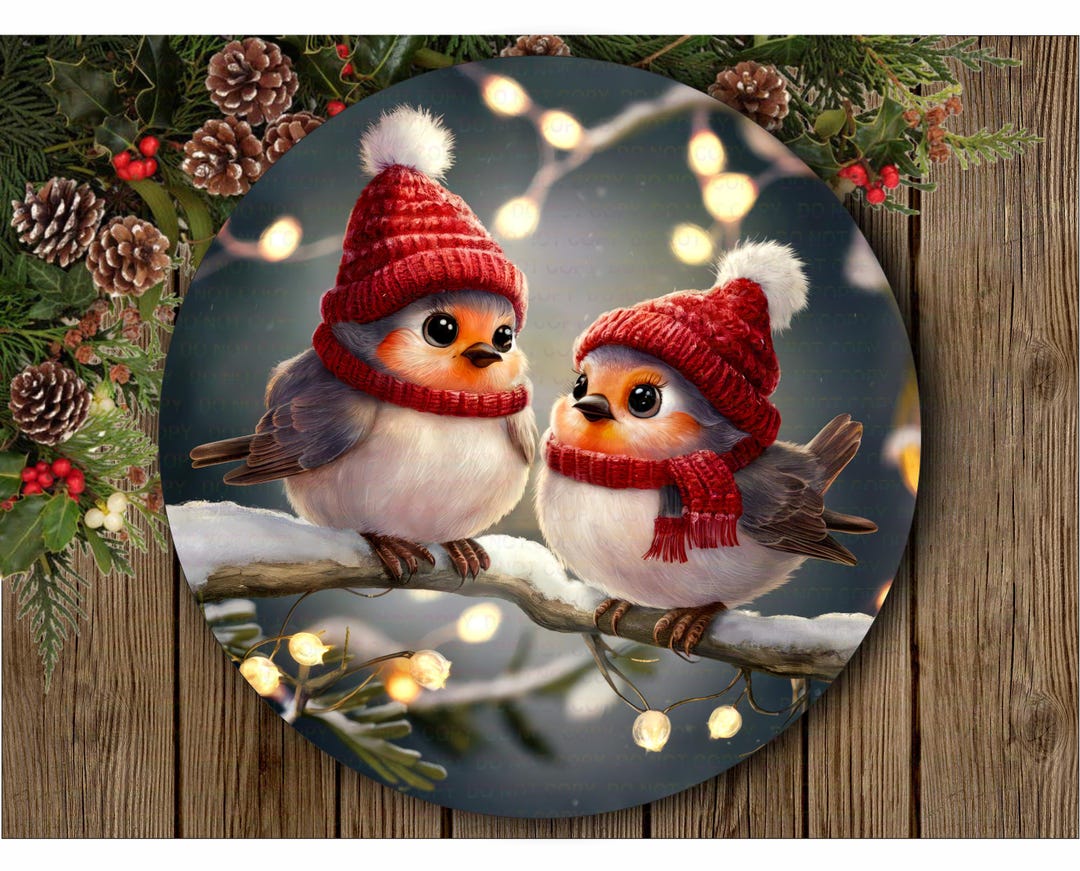Winter Robins, Robin Xmas Wreath Sign, Christmas Robin Sign, Robin Sign ...