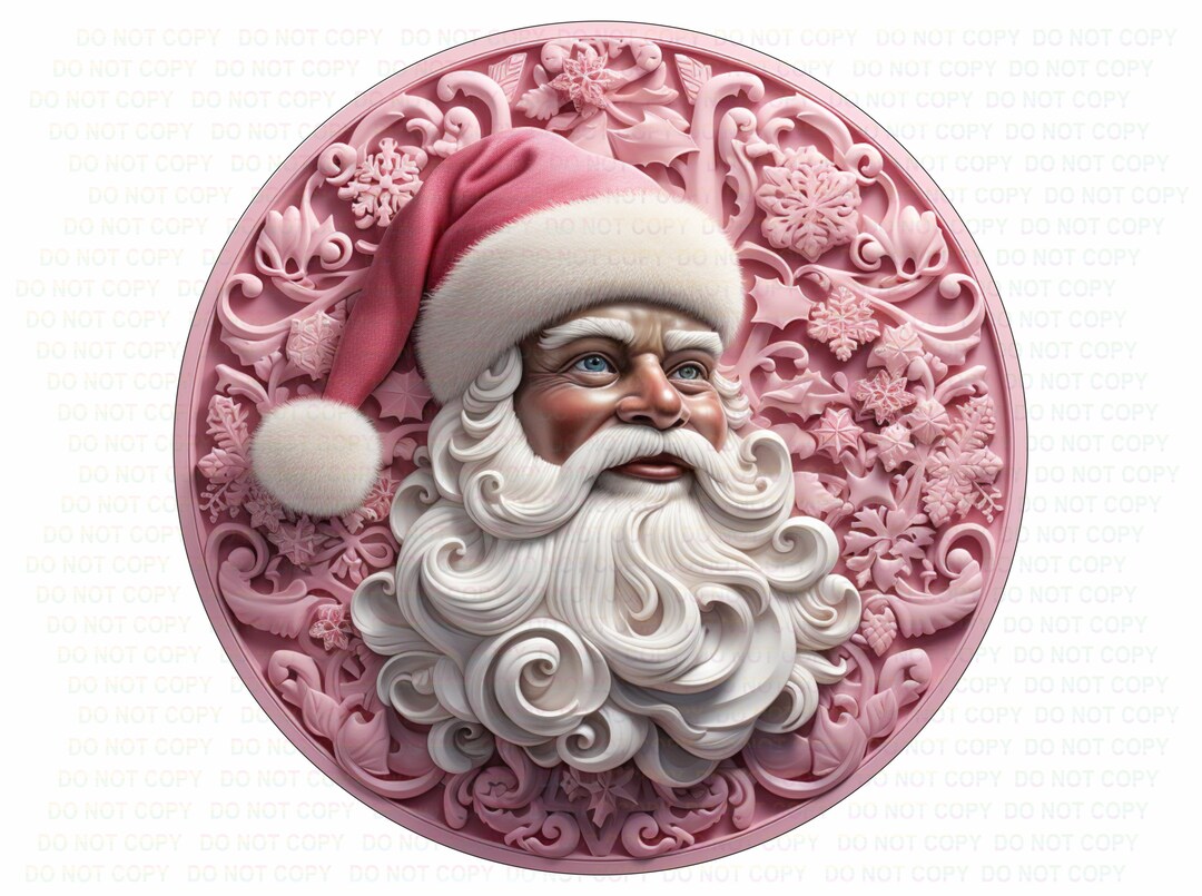 Pink Santa Christmas Sign, African American Santa, Merry Christmas ...