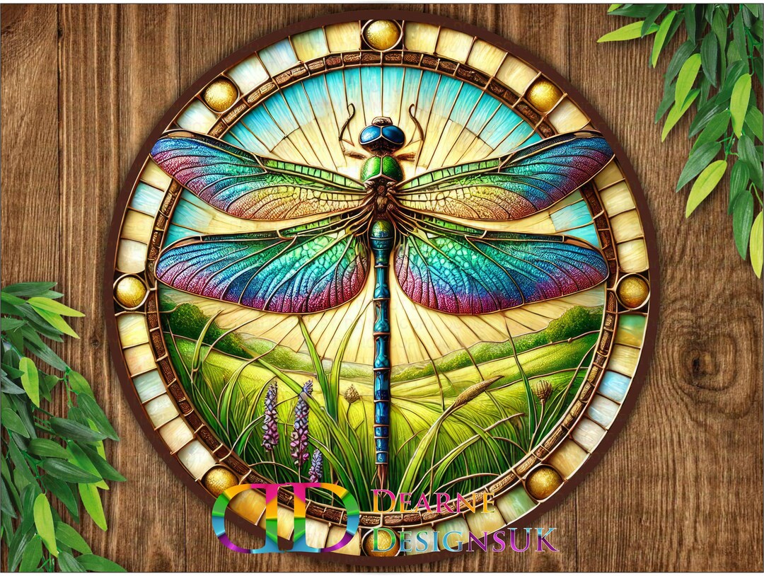 Dragonfly Sign, Dragonfly Wall Sign, Stained Glass Dragonfly,faux ...