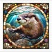 Swimming Otter Sign, Faux Stained Glass-style Metal Sign, Garden ...