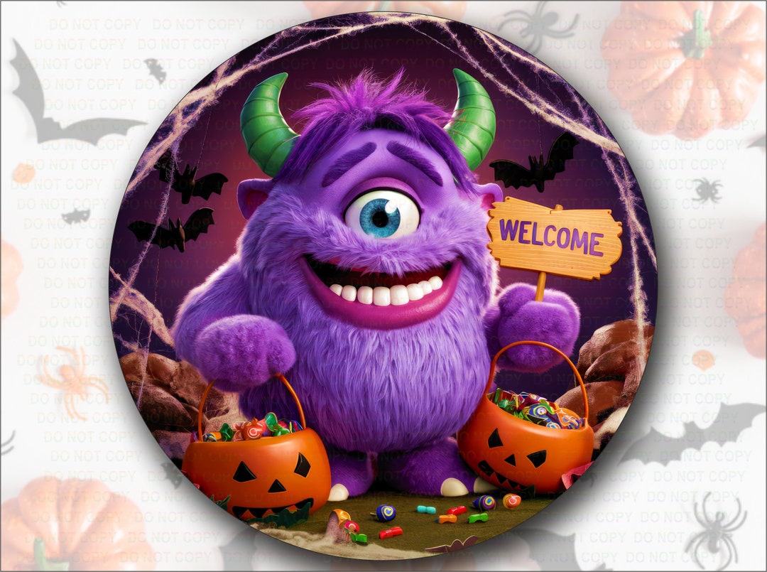 Welcome Monster Sign for Halloween Décor and Wreaths, Halloween Wreath ...