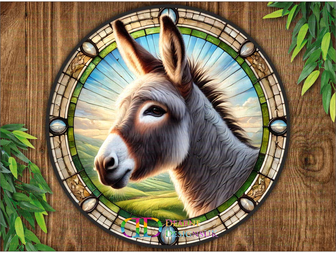 Donkey Sign, Donkey Plaque, Donkey Art, Faux Stained Glass Donkey ...