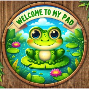 Welcome to My Pad Wreath Sign, Welcome to Our Pad Sign, Round Wreath ...