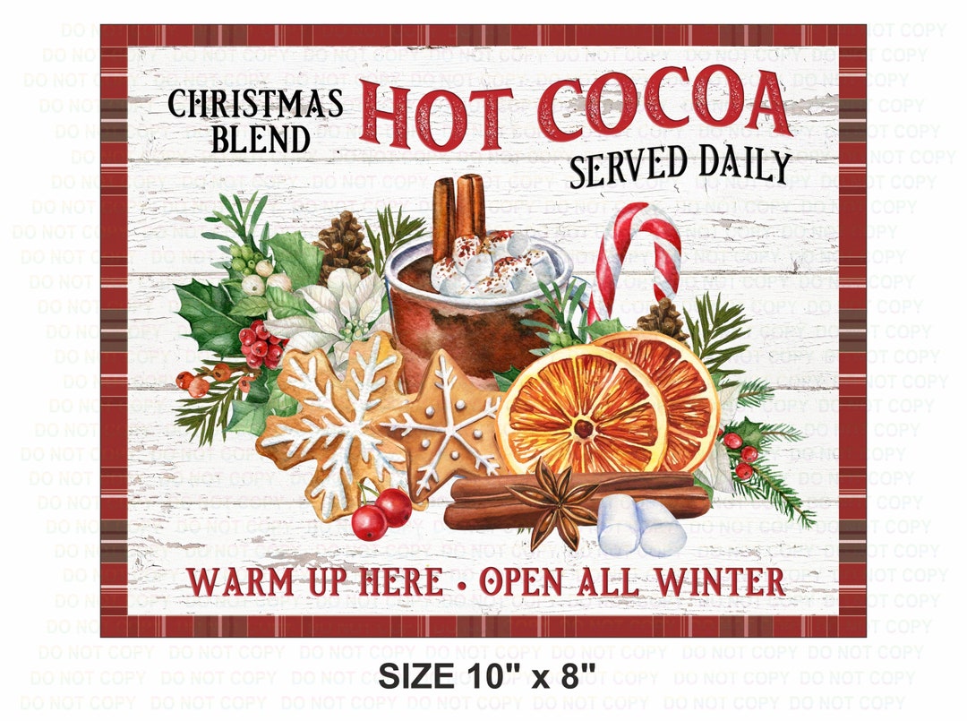 Hot Cocoa Wreath Sign, Christmas Hot Cocoa Wreath Sign, Hot Cocoa Sign ...