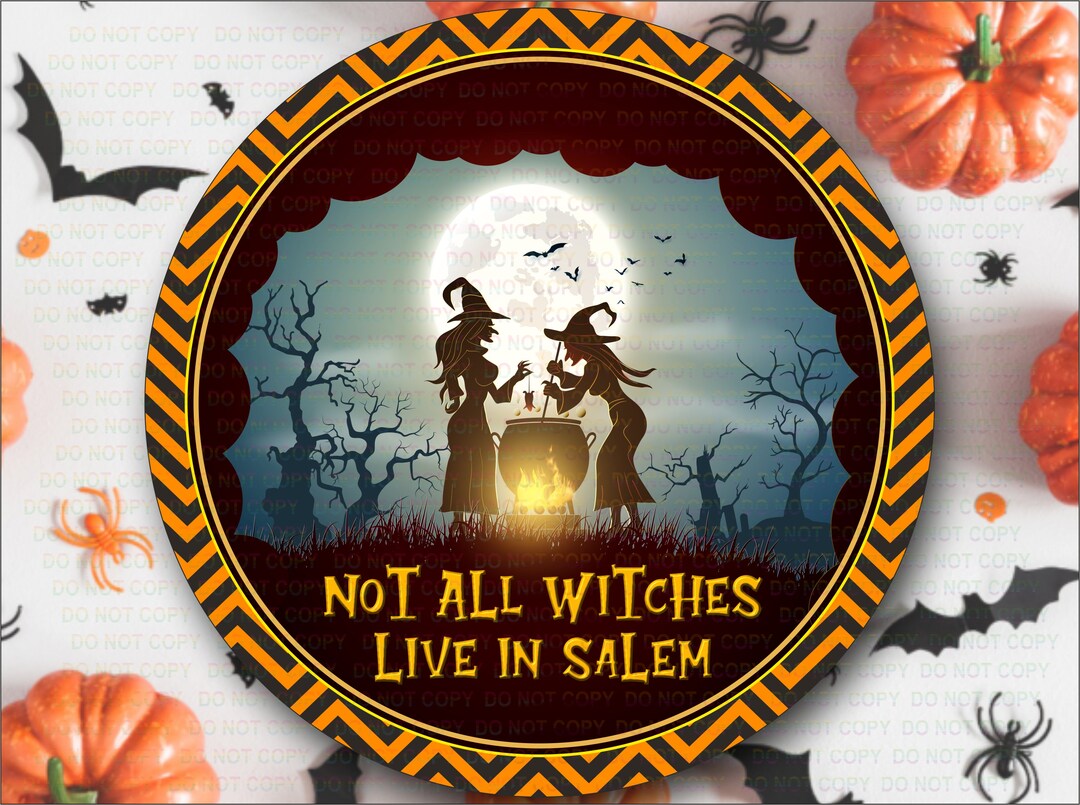Halloween Wreath Sign, Salem Witches Sign, Trick or Treat Wreath Sign ...