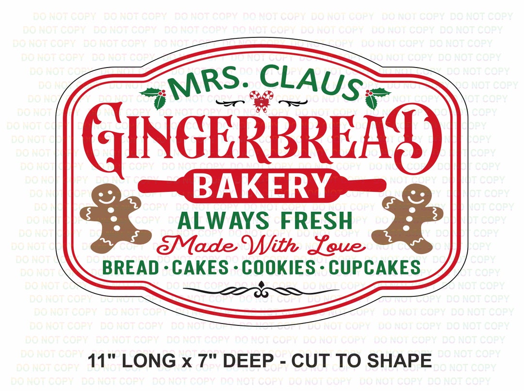 Gingerbread Bakery Sign, Gingerbread Wreath Sign, Christmas Bakery Sign ...