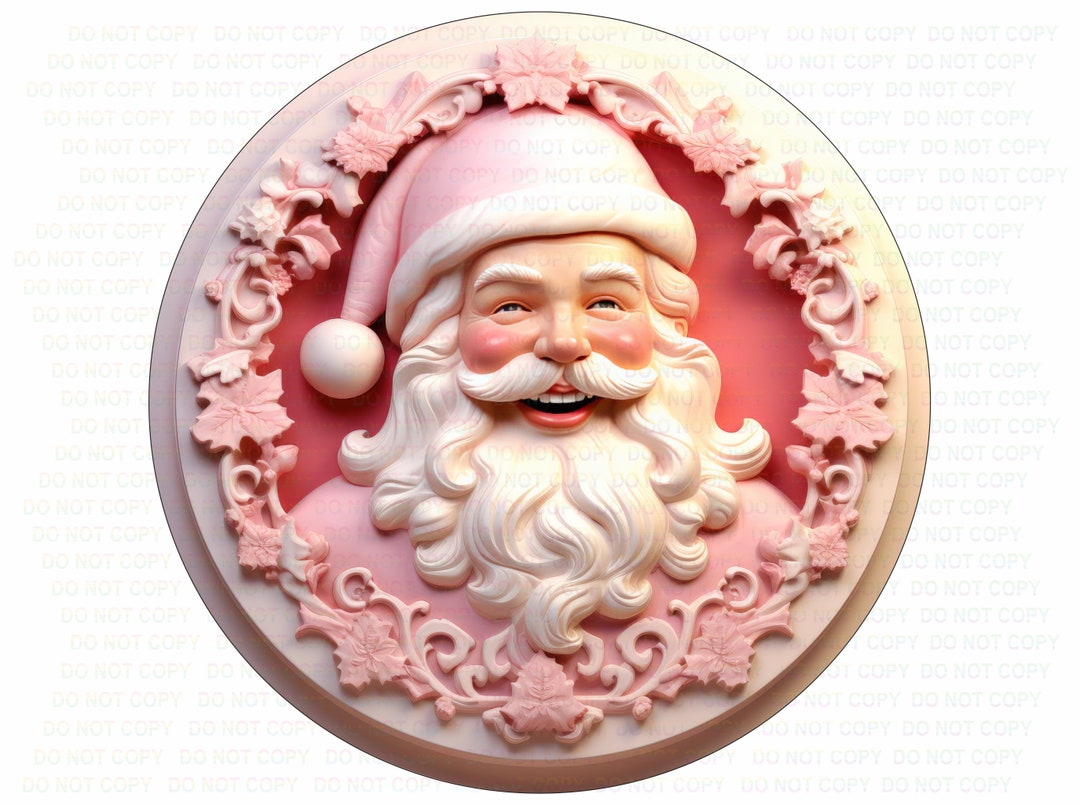 Pink Santa Christmas Sign,metal Sign for Christmas, Santa Wreath Sign ...