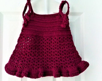 Girls Crochet Top Tunic Purple Tuquoise Age 4 5 - Etsy