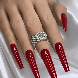 Red Press on Nails + Free Nail Prep Kit | Luxurious Classic Red Nails ...