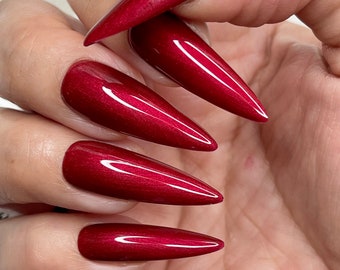 Burgundy, Dark Red Press on Nail Set Free Prep Kit Luxurious Birthday ...