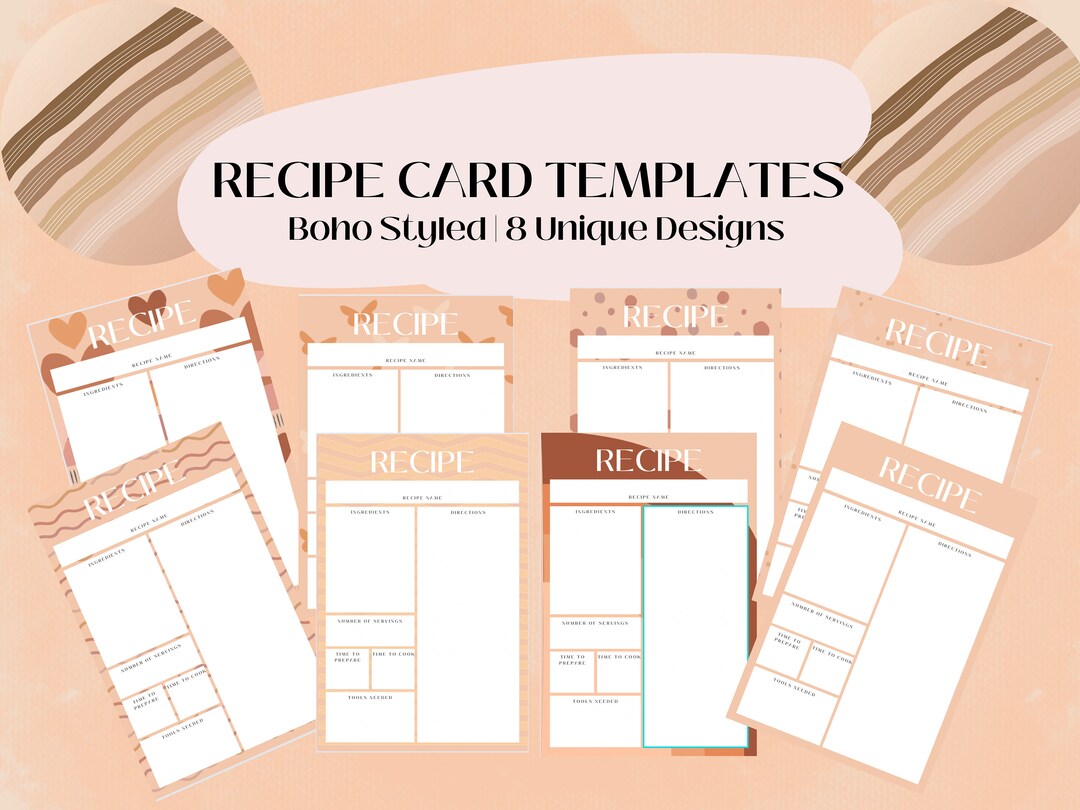 Recipe Card Template Printable Recipe Card Recipe Template Editable ...