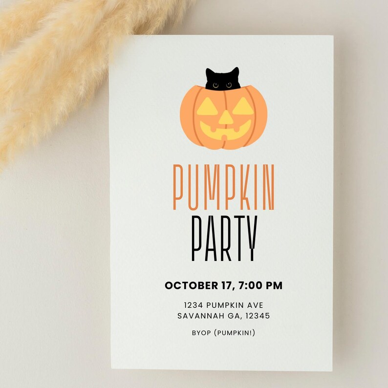 Pumpkin Party Invitation Template - Etsy