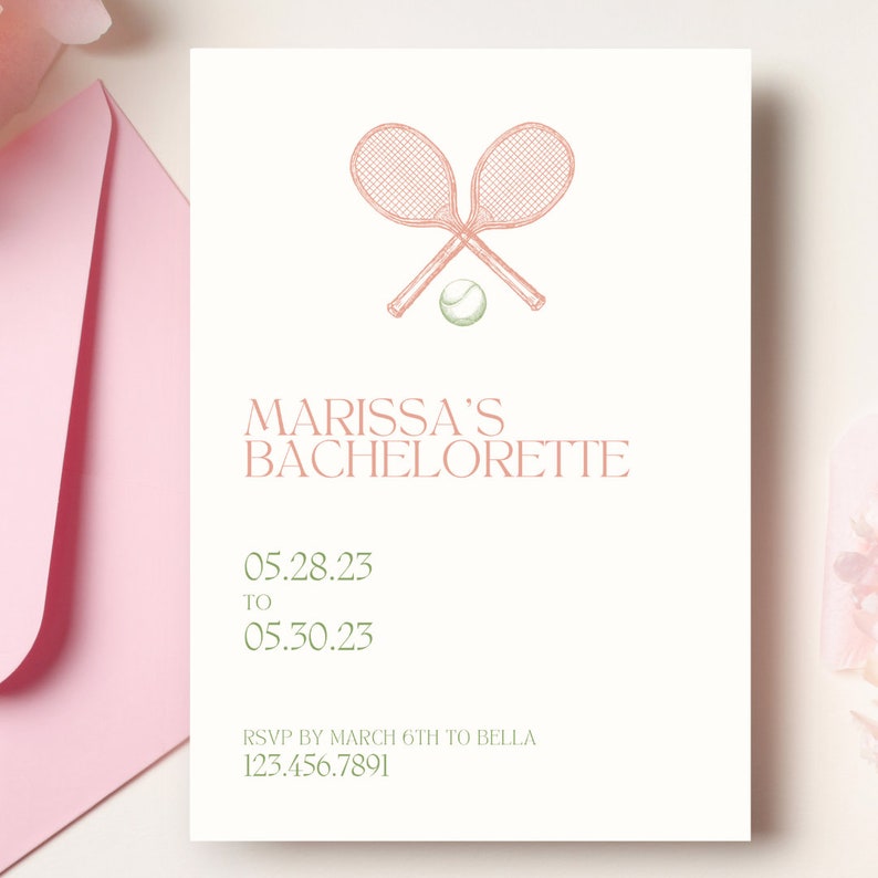 Editable Tennis Invitation Bachelorette Tennis Party She Met Her Match ...