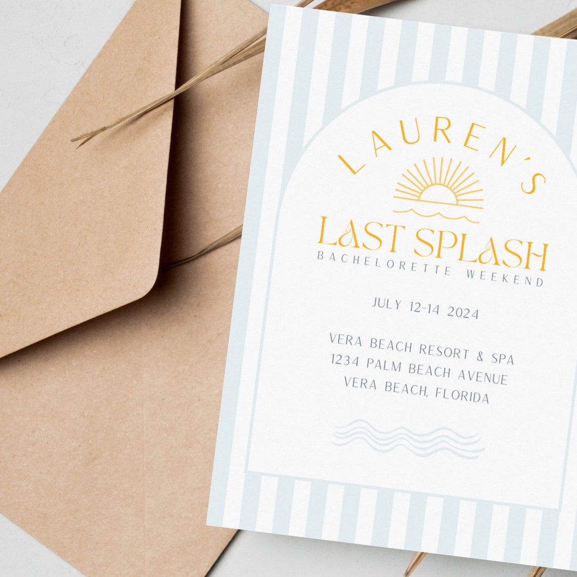 Last Splash Bachelorette Party Printable Invitation Bachelorette Beach ...