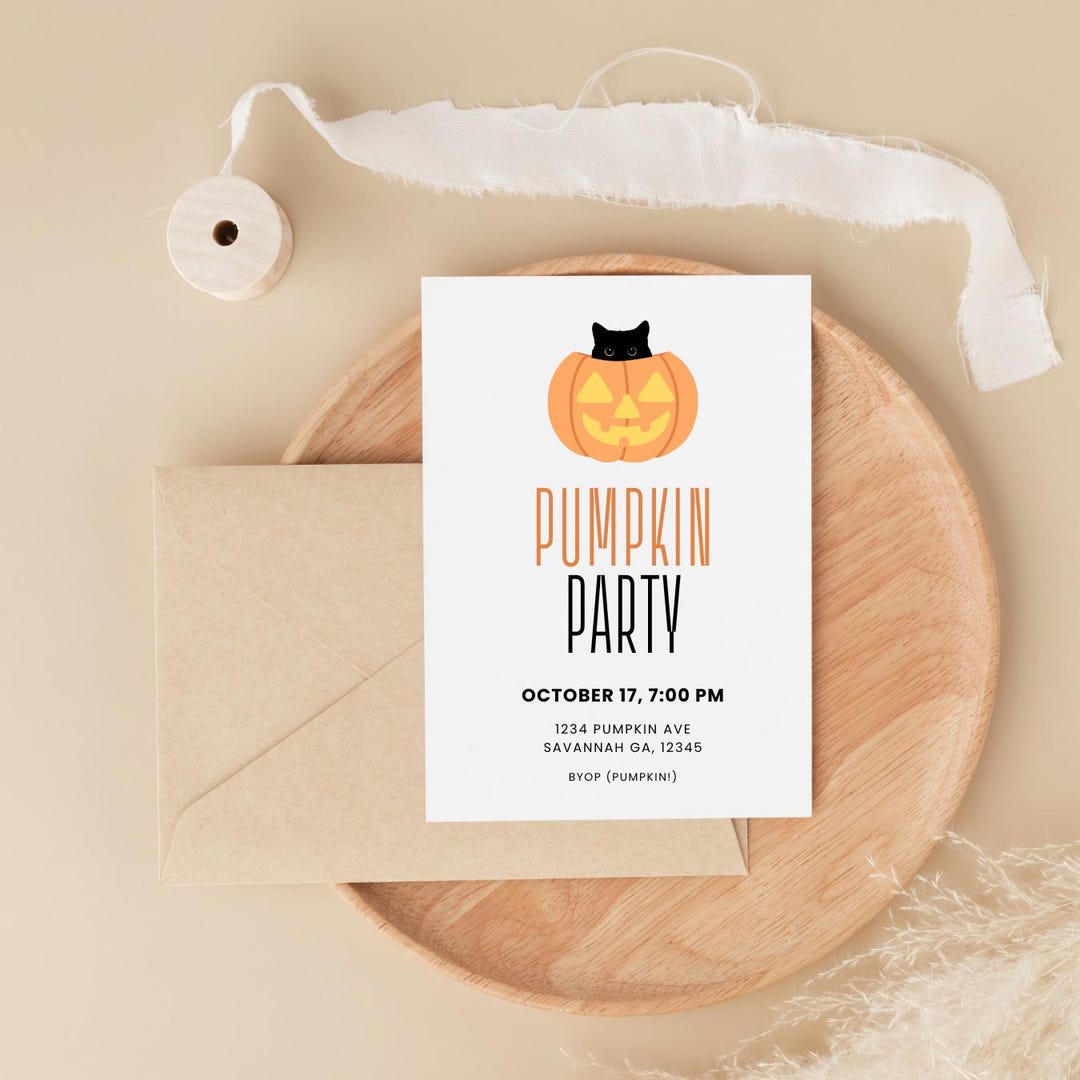 Pumpkin Party Invitation Template - Etsy