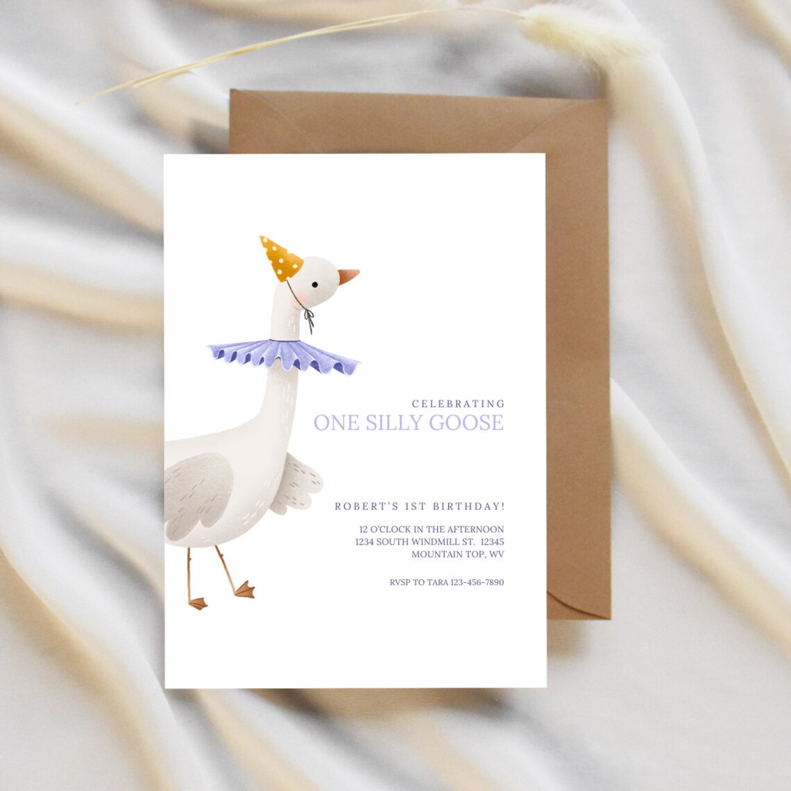 One Silly Goose Invitation Goose Birthday Invitation First Birthday ...
