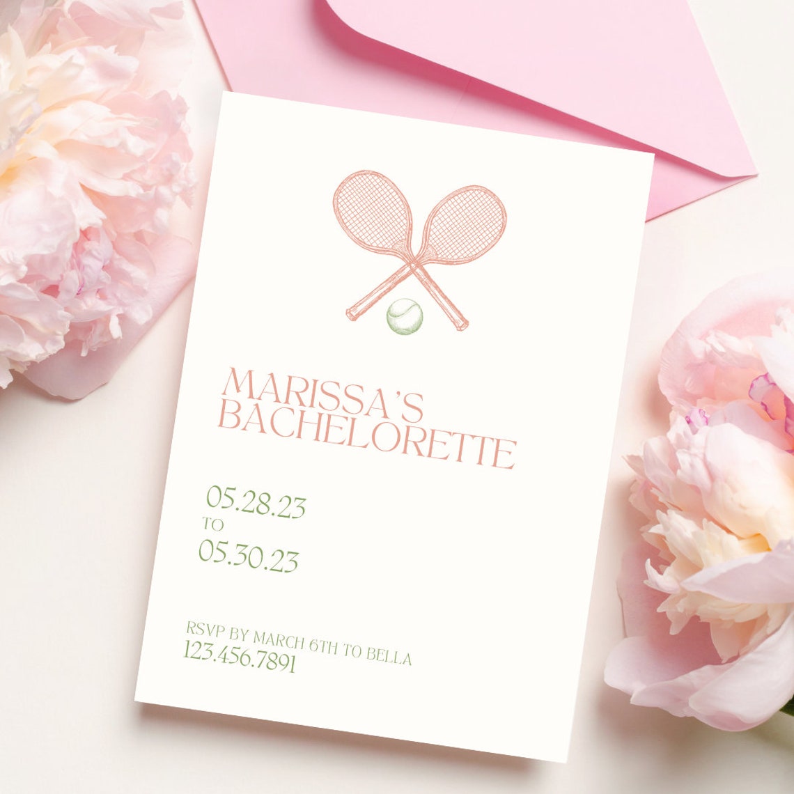 Editable Tennis Invitation Bachelorette Tennis Party She Met Her Match ...