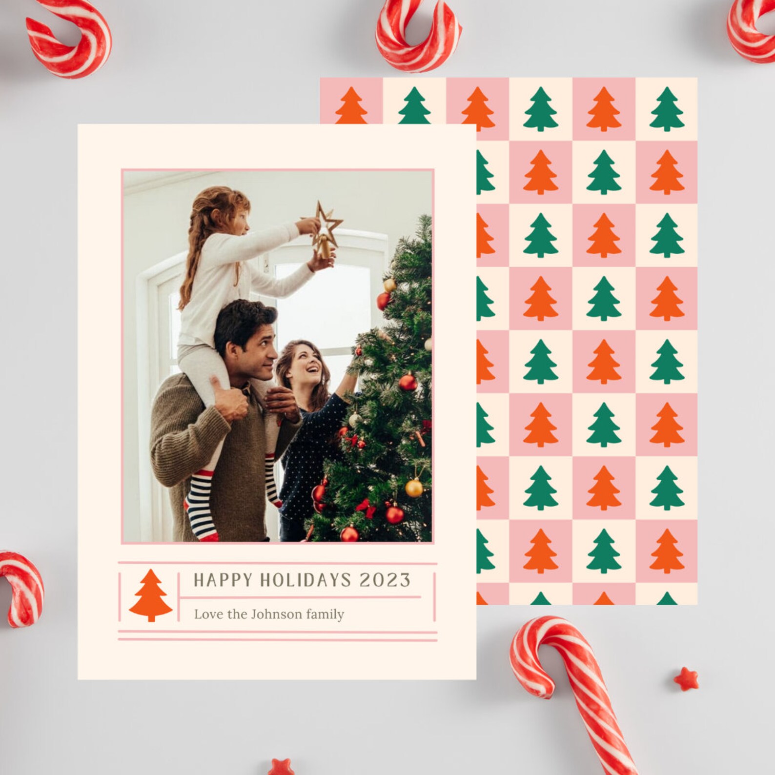 Retro Checkered Christmas Card Template Instant Download Editable on ...
