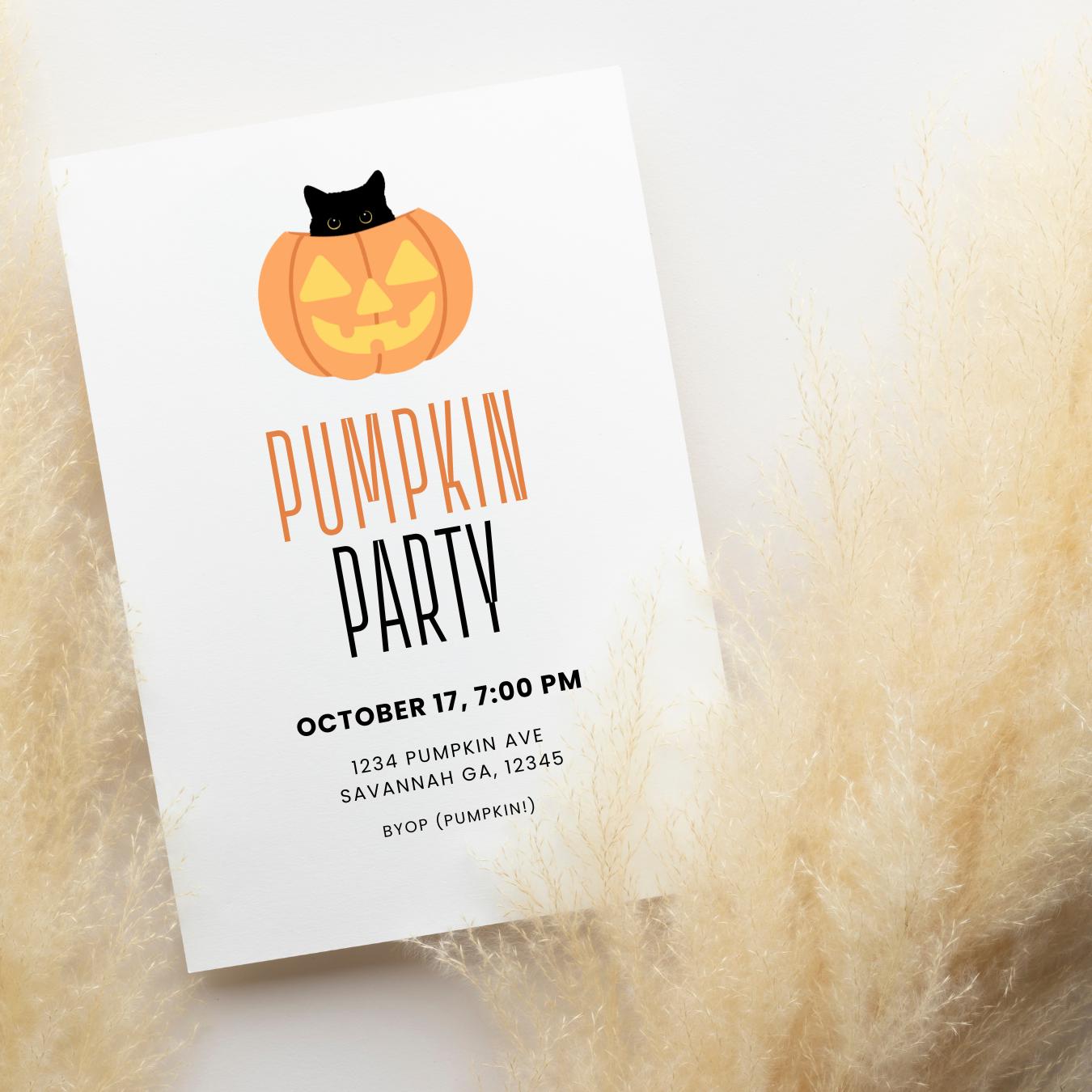 Pumpkin Party Invitation Template - Etsy