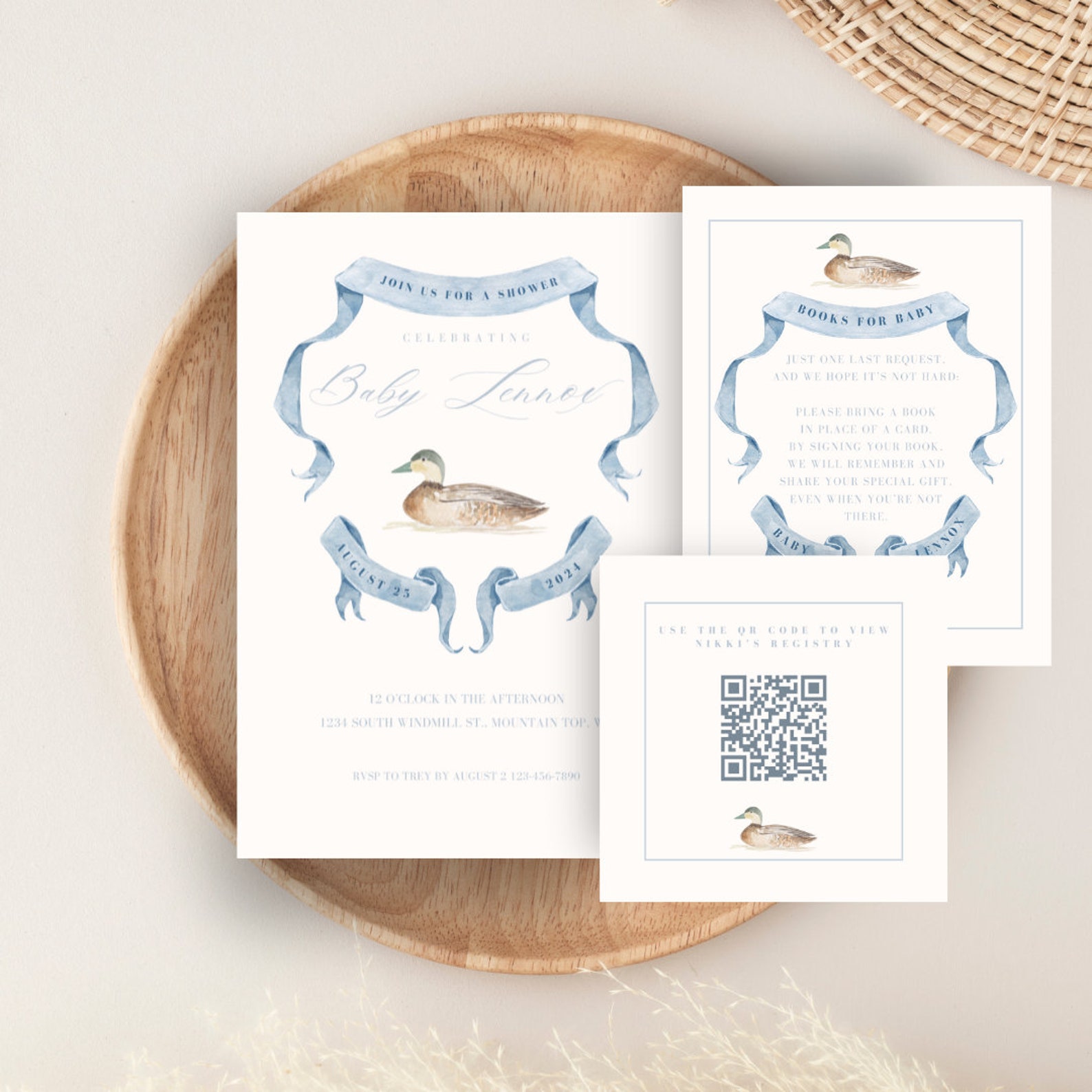 Duck Baby Shower Invitation Template Baby Registry Card Canva Template ...