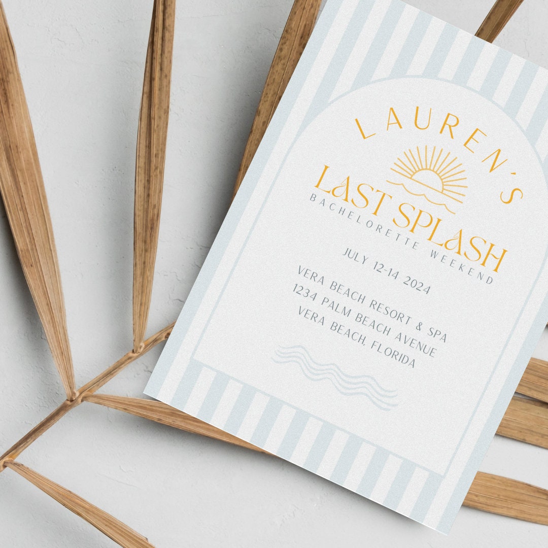 Last Splash Bachelorette Party Printable Invitation Bachelorette Beach ...