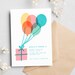 Balloon Birthday Invitation Gender Neutral Kid's Birthday Invitation ...
