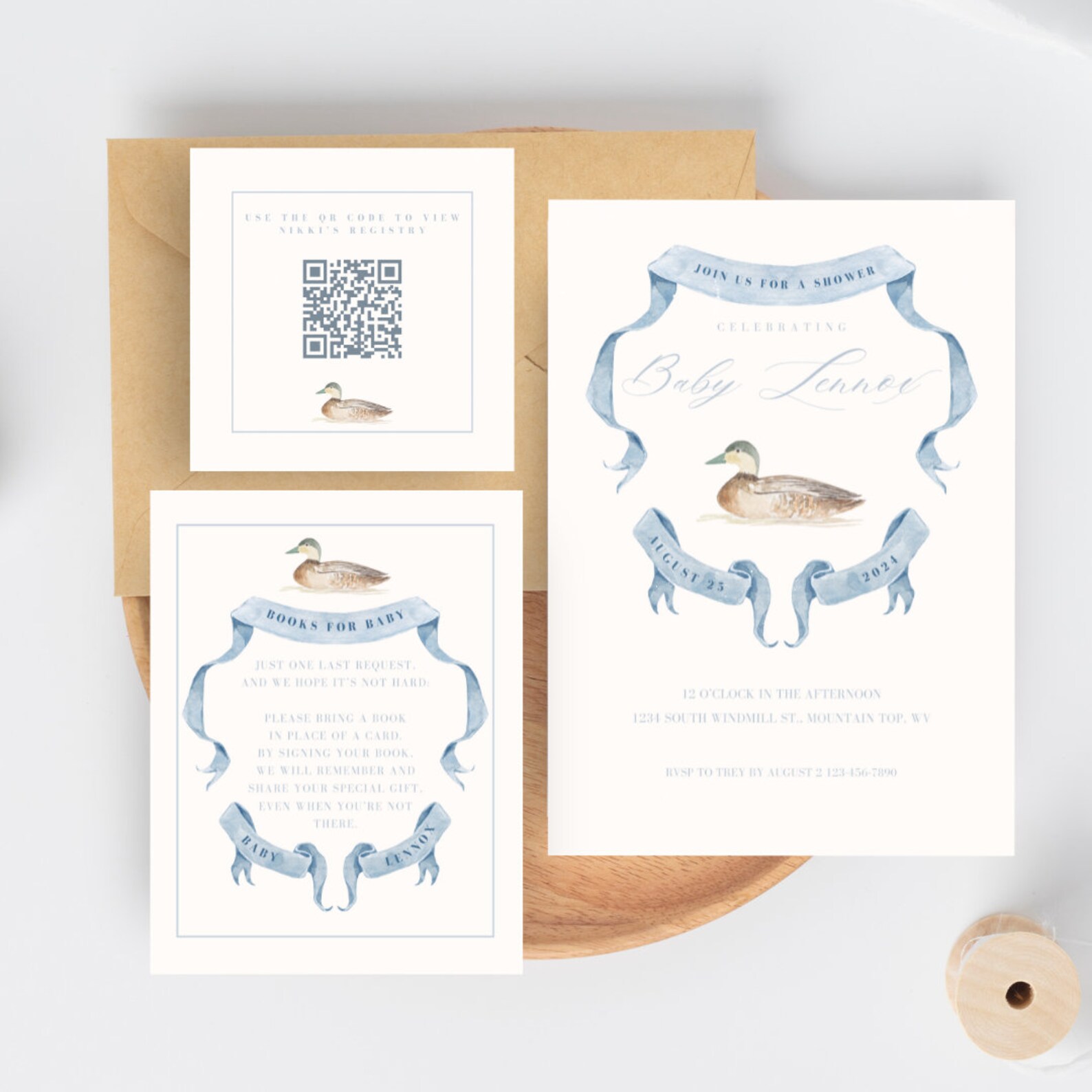 Duck Baby Shower Invitation Template Baby Registry Card Canva Template ...