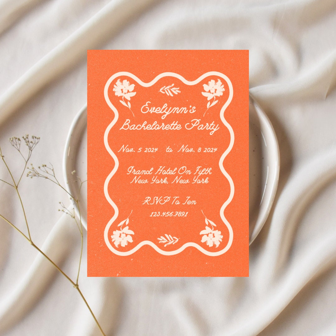 Wavy Border Bachelorette Invitation Template Bold Bachelorette Weekend ...
