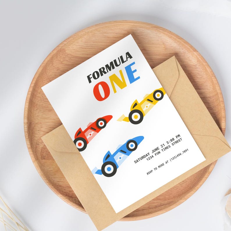 Formula One First Birthday Invitation Download Racecar Birthday ...