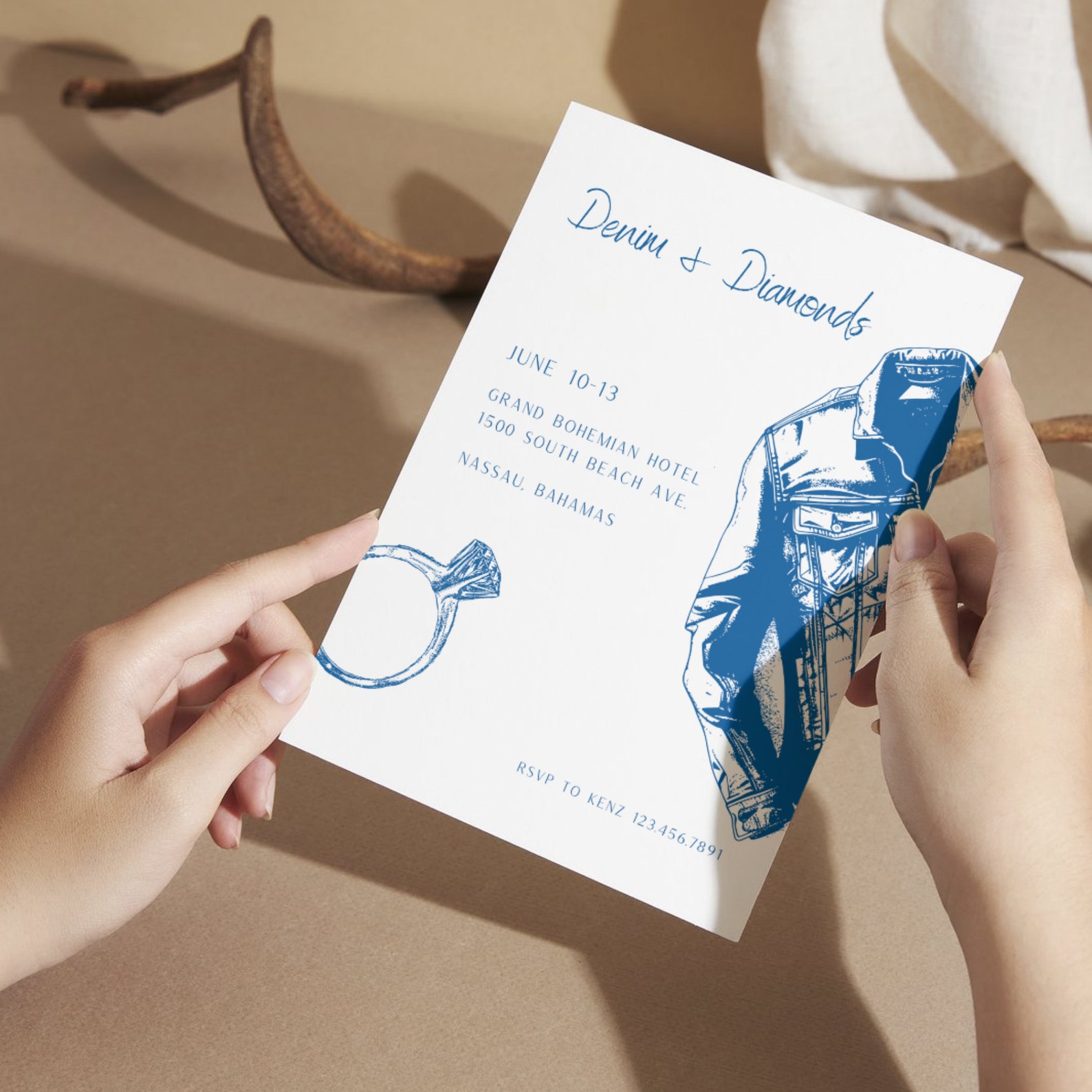 Editable Denim and Diamonds Bachelorette Invitation and Itinerary ...