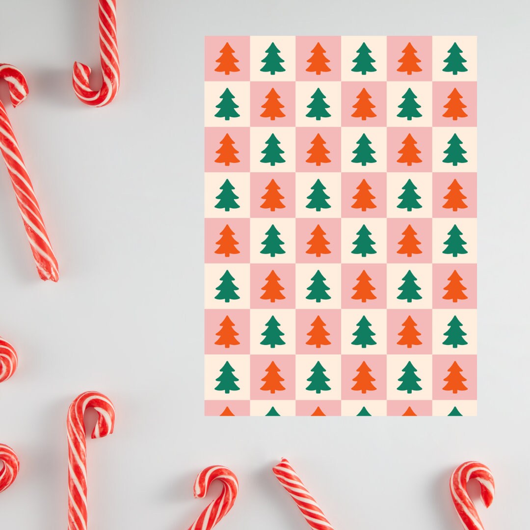 Retro Checkered Christmas Card Template Instant Download Editable on ...