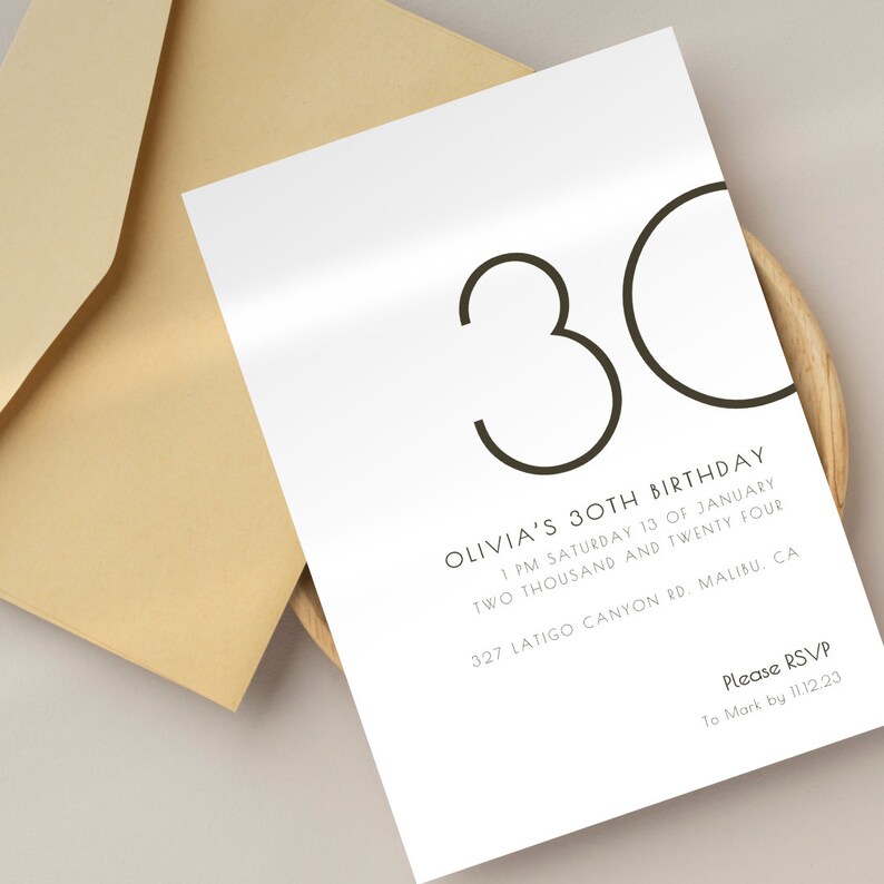 Editable Modern Adult Birthday Invitation Template Minimalist Birthday ...