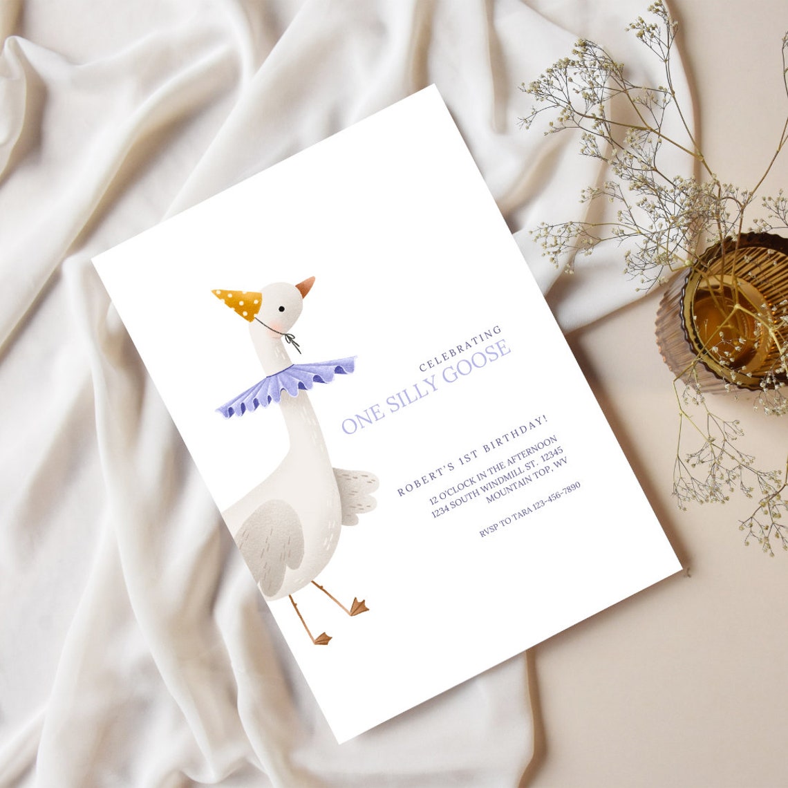 One Silly Goose Invitation Goose Birthday Invitation First Birthday ...