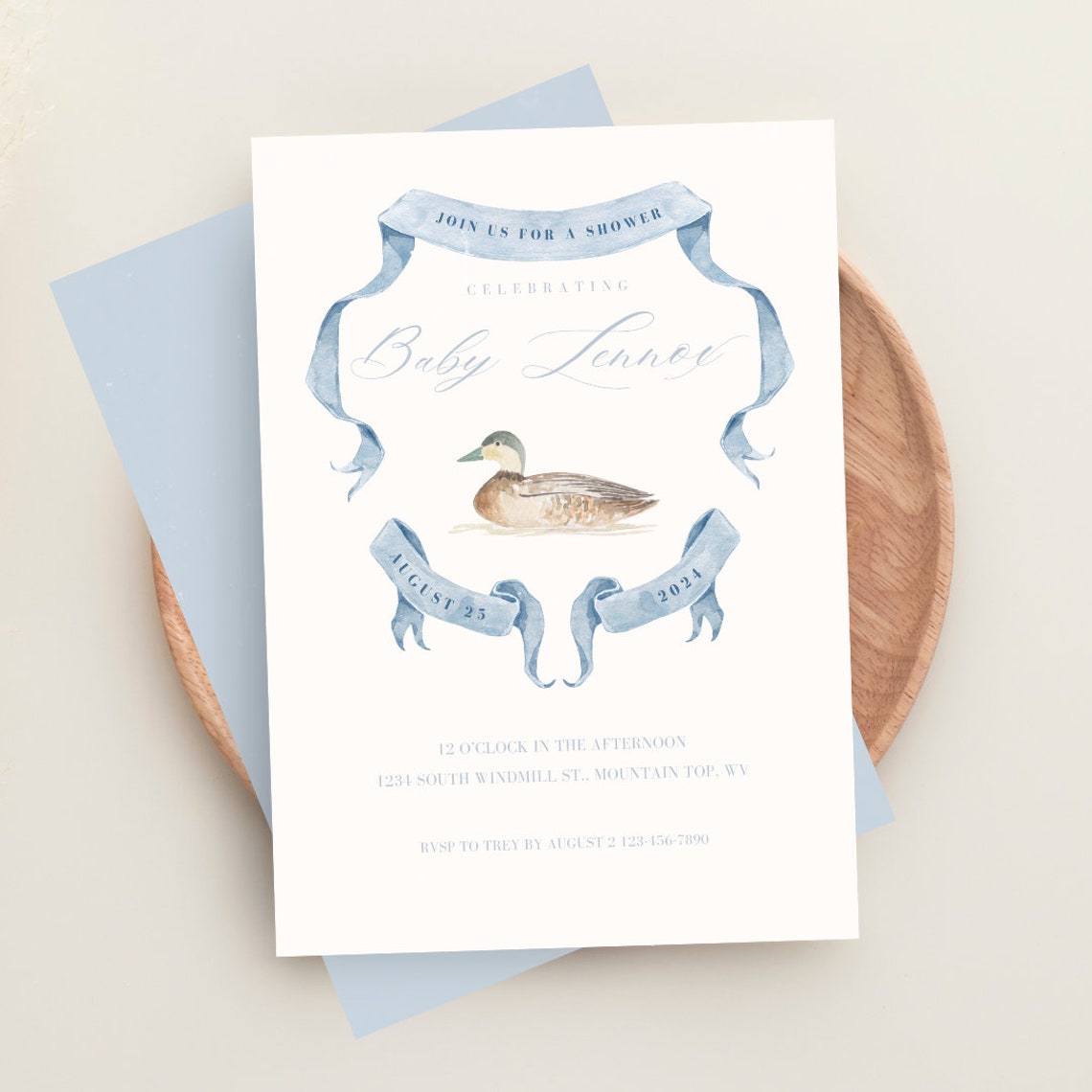 Duck Baby Shower Invitation Template Baby Registry Card Canva Template ...