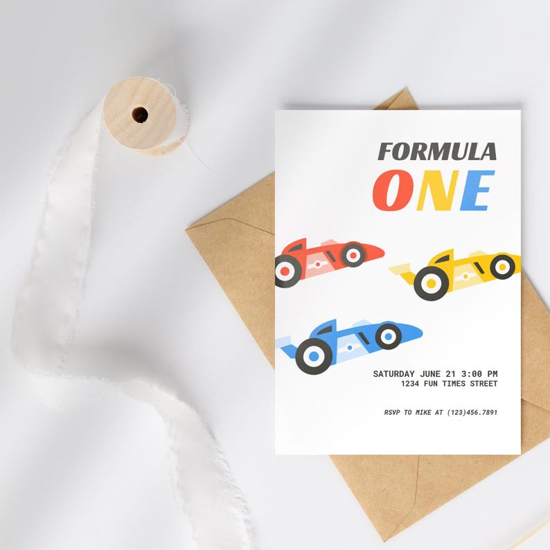 Formula One First Birthday Invitation Download Racecar Birthday ...